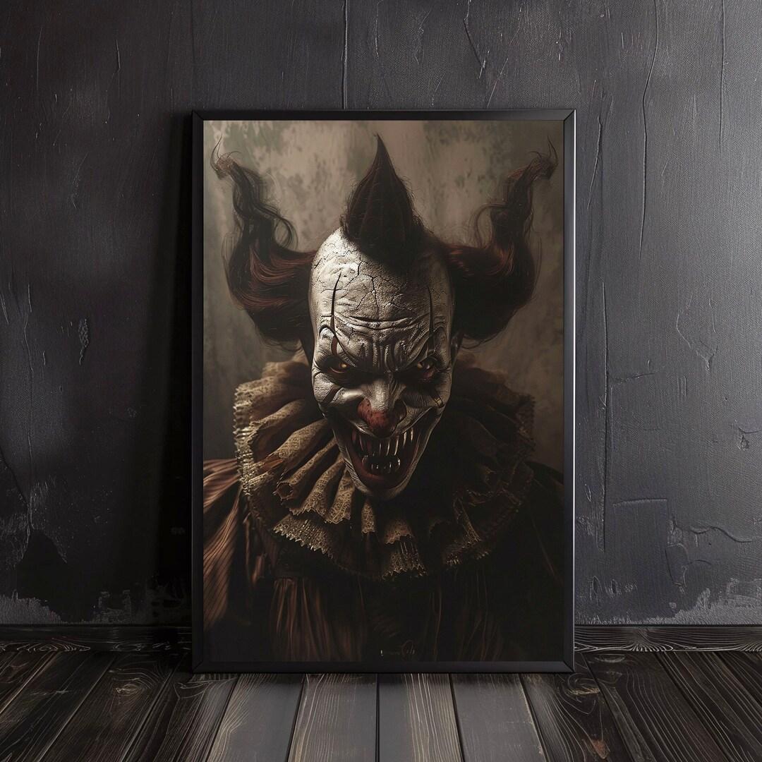 Creepy Clown | Jester Poster, Printable Wall Art, Spooky Decor, Clown Digital Poster, Victorian ...