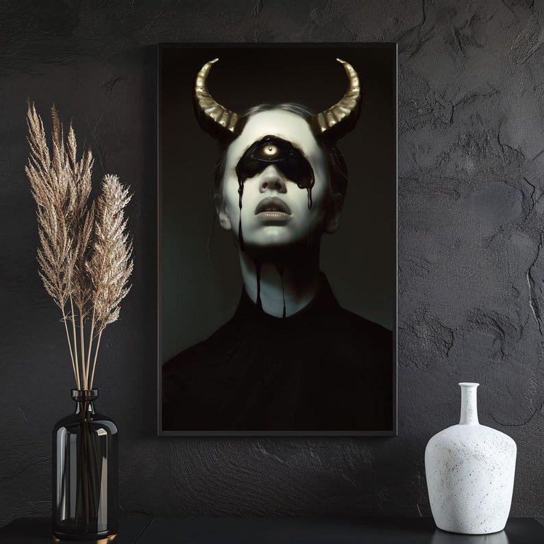 Creepy Demoness | Devil Poster, Satanic Art, Succubus Poster, Demonic ...