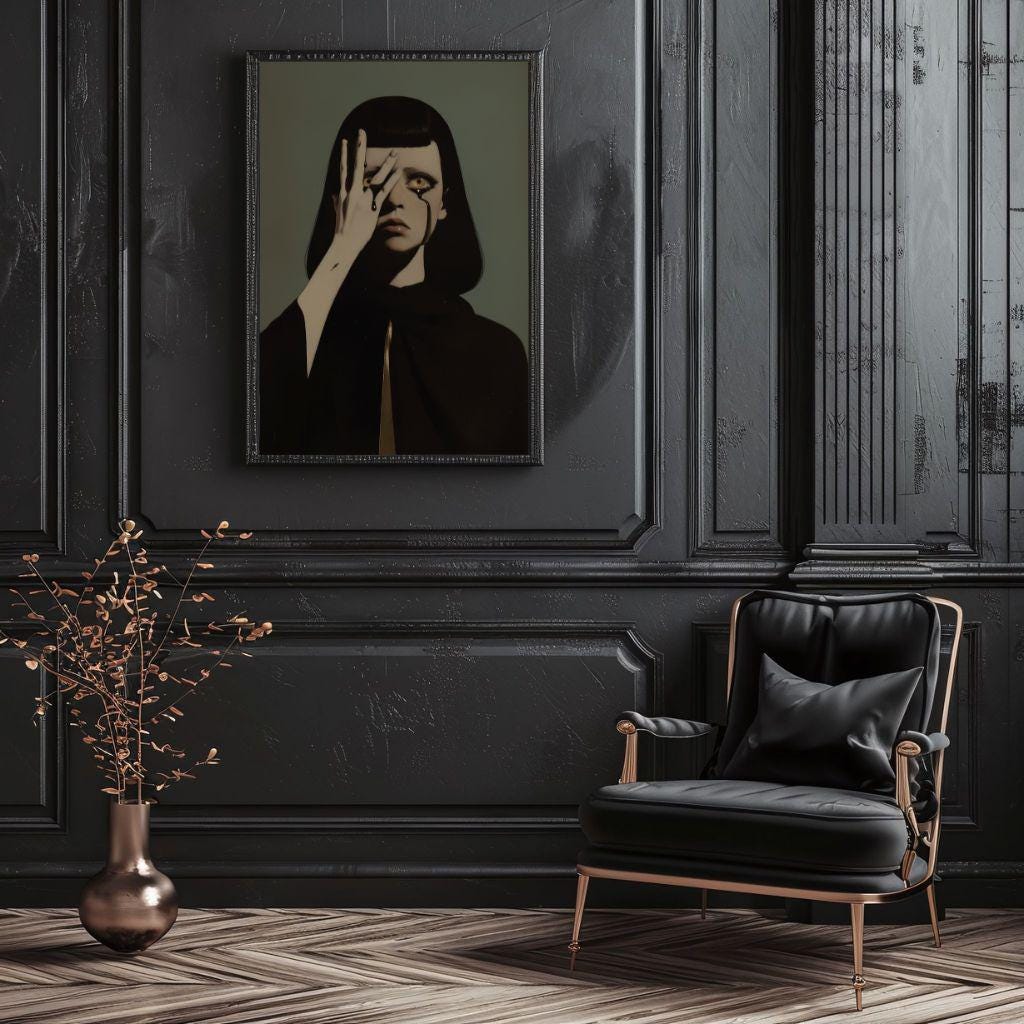Gothic Girl | Retro Horror Poster Gothic, Vintage Wall Art, Spooky Wall ...