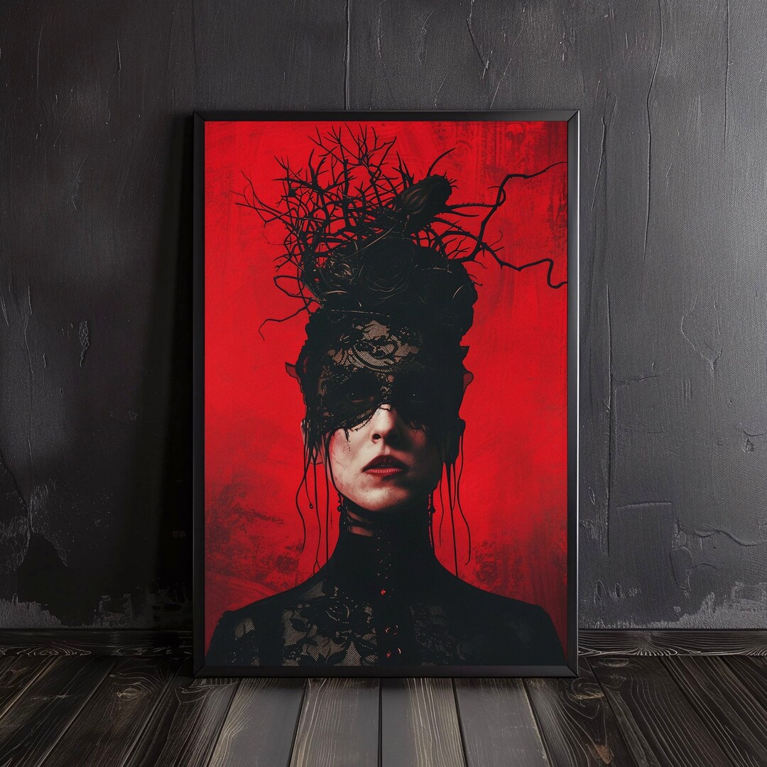 Gothic Woman Print Digital Print Art Printable Wall Art Gothic Digital ...