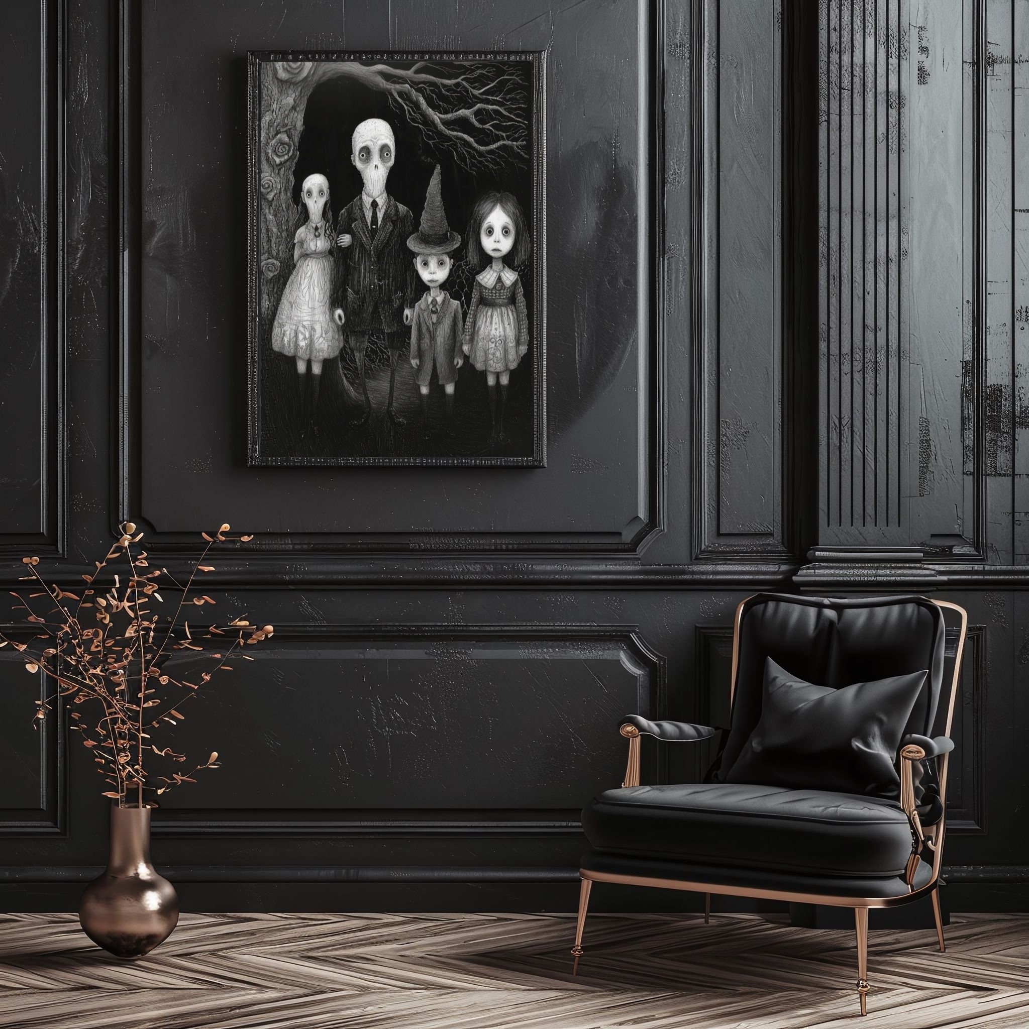 Spooky Family Poster Halloween Art, Vintage Print, Art Poster Print ...