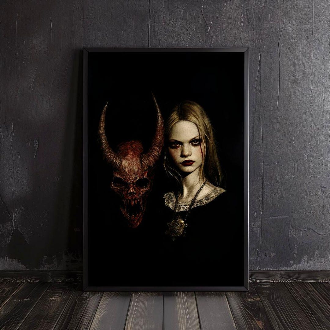 Girl With Devil | Gothic Wall Art, Gothic Print, Satanic Art, Devil ...