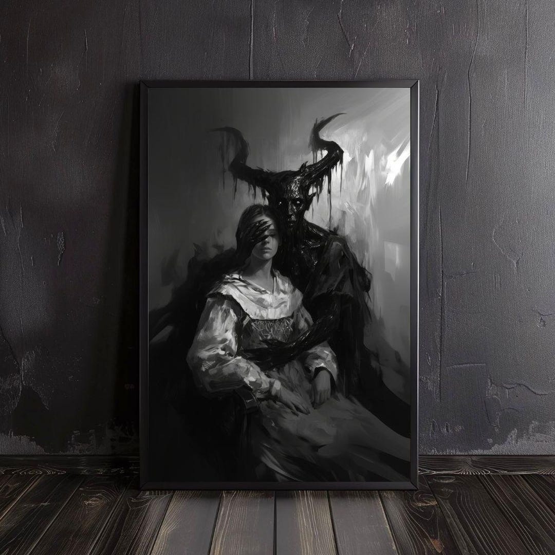 Satan's Embrace Devil Poster, Horror Art, Occult Prints, Creepy Poster ...