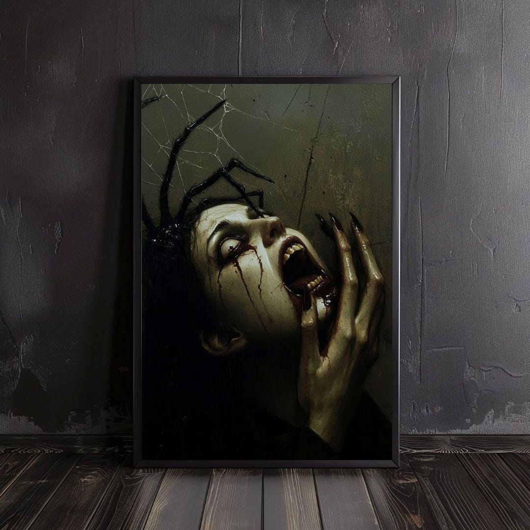 Spider Queen Gore Art, Horror Poster Art, Printable Wall Art, Creepy ...