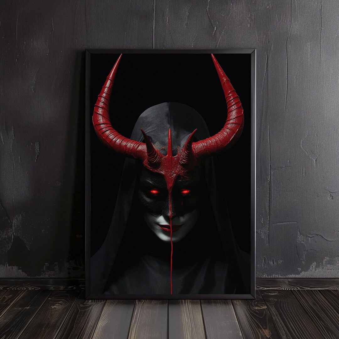 Devil Nun Print | Demon Poster, Horror Art, Occult Prints, Creepy ...