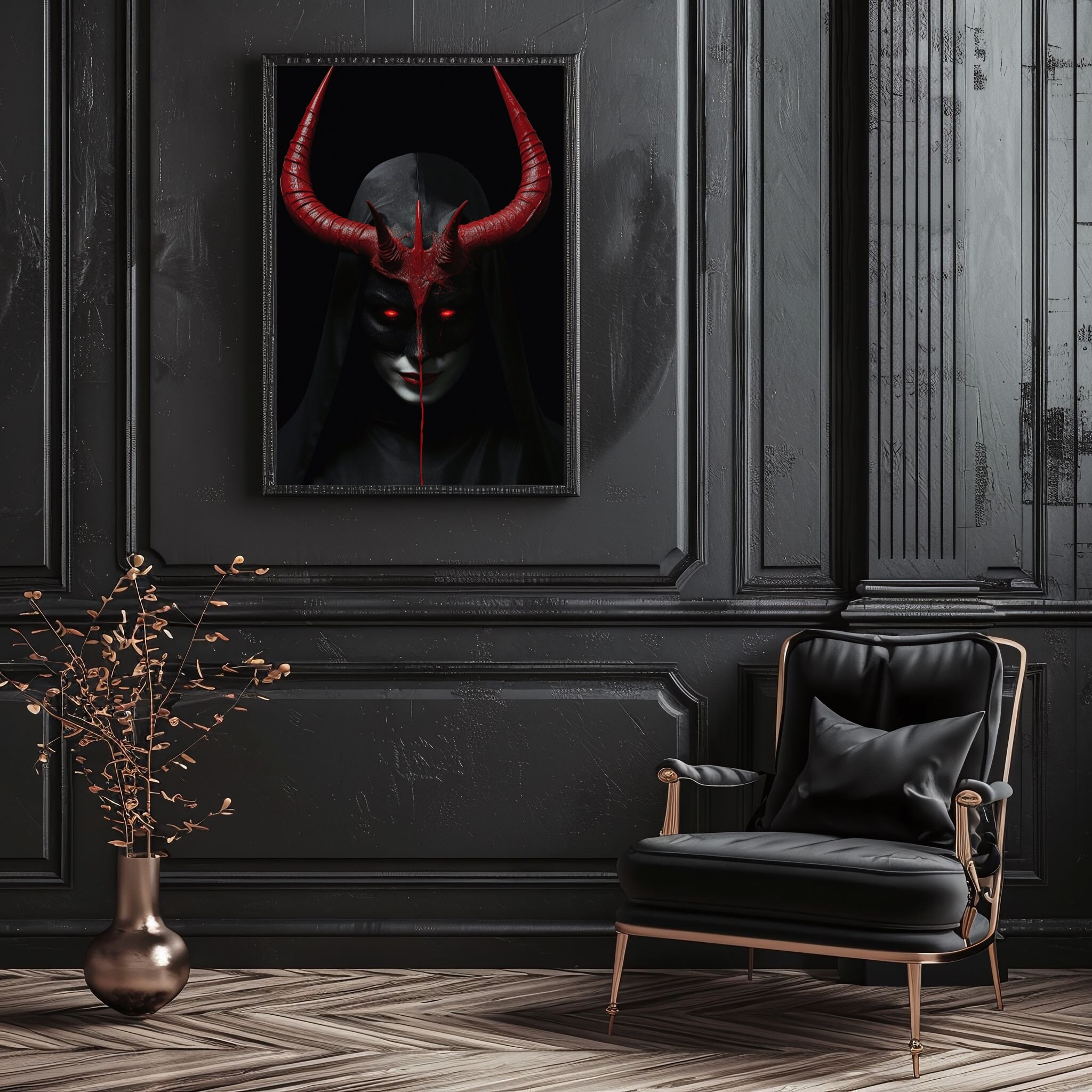Devil Nun Print | Demon Poster, Horror Art, Occult Prints, Creepy ...