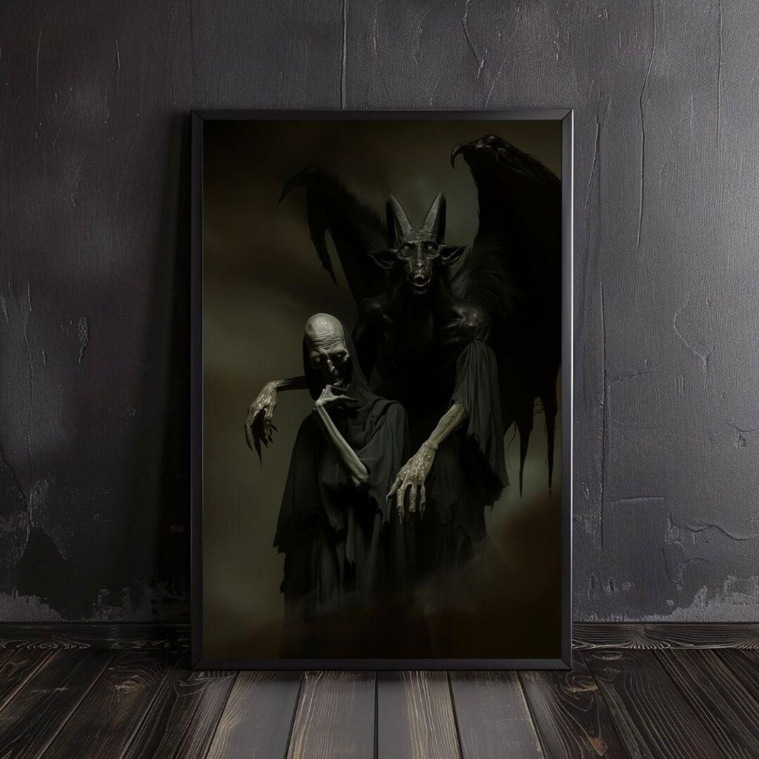 Devil's embrace satan poster, horror art, occult prints, creepy poster ...