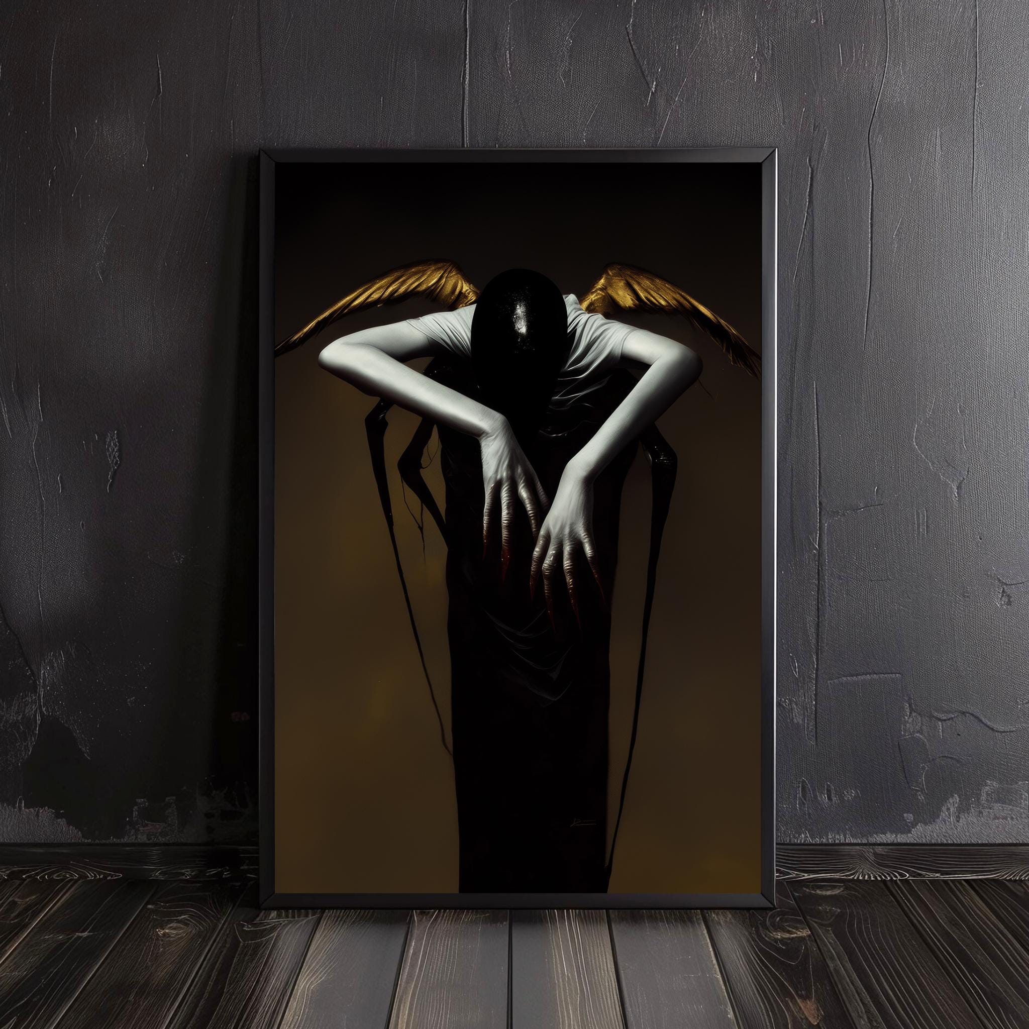 Fallen Angel Print | Dark Seraph, Horror Art, Occult Prints, Creepy ...