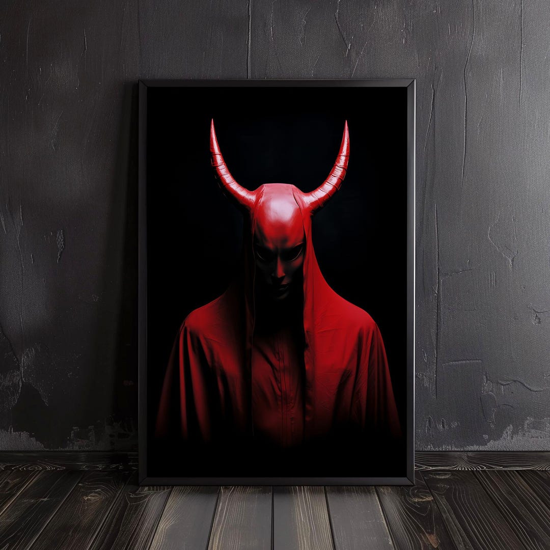 Red Devil Satan Poster, Devil Art Print, Horror Art, Occult Print ...
