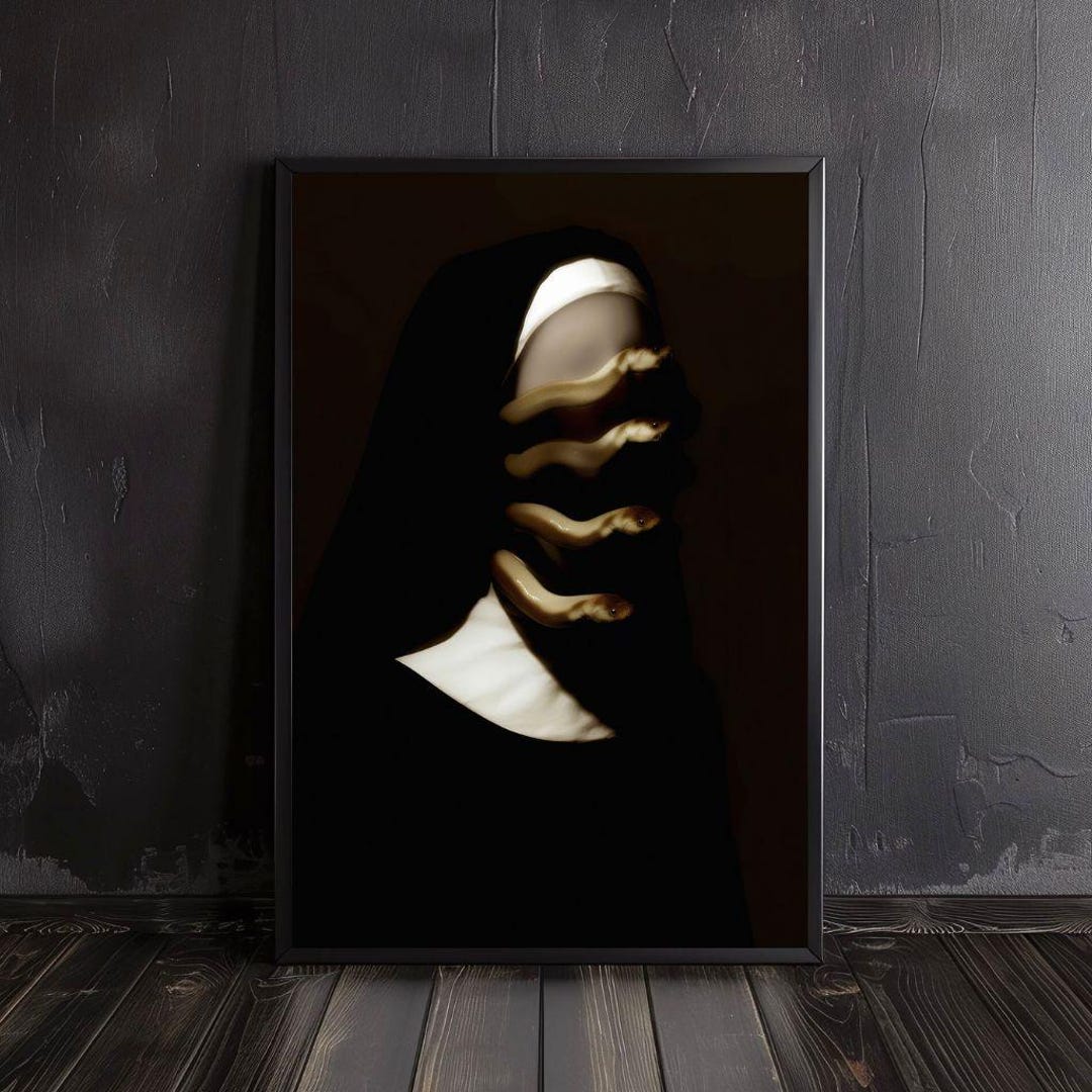 Serpent Nun Satanic Art, Occult Poster, Horror Poster Art, Demonic ...