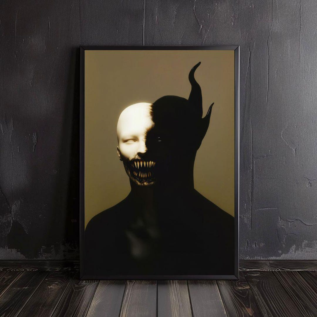 Demonic Split Horror Poster, Creepy Print, Horror Wall Art, Creepy Wall ...