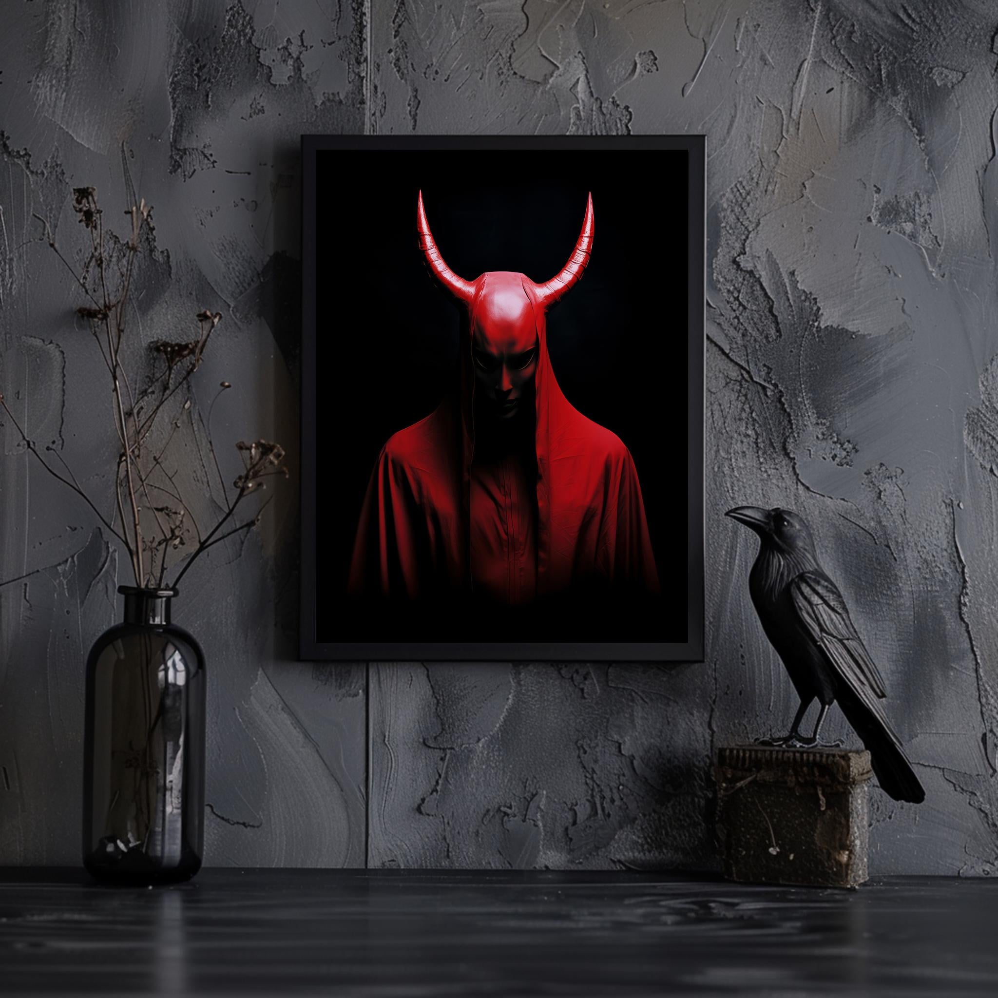 Red Devil | Satan Poster, Devil Art Print, Horror Art, Occult Print ...