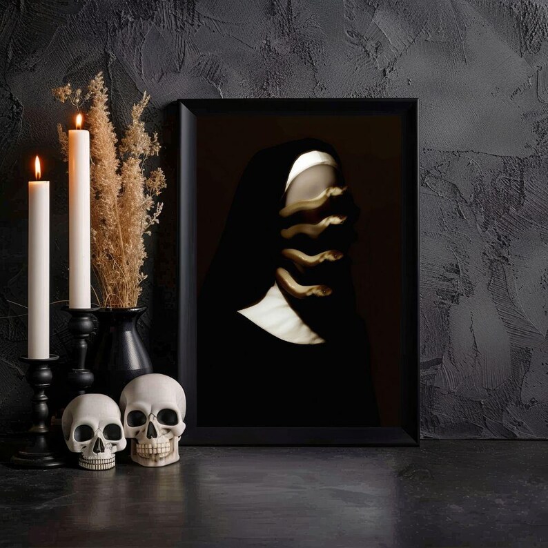 Serpent Nun Satanic Art, Occult Poster, Horror Poster Art, Demonic ...