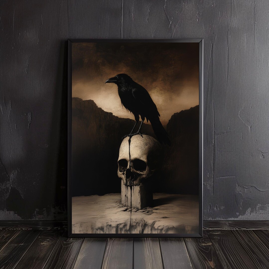 Raven and Skull | Gothic Wall Arts, Occult Poster, Gothic Home Decor ...