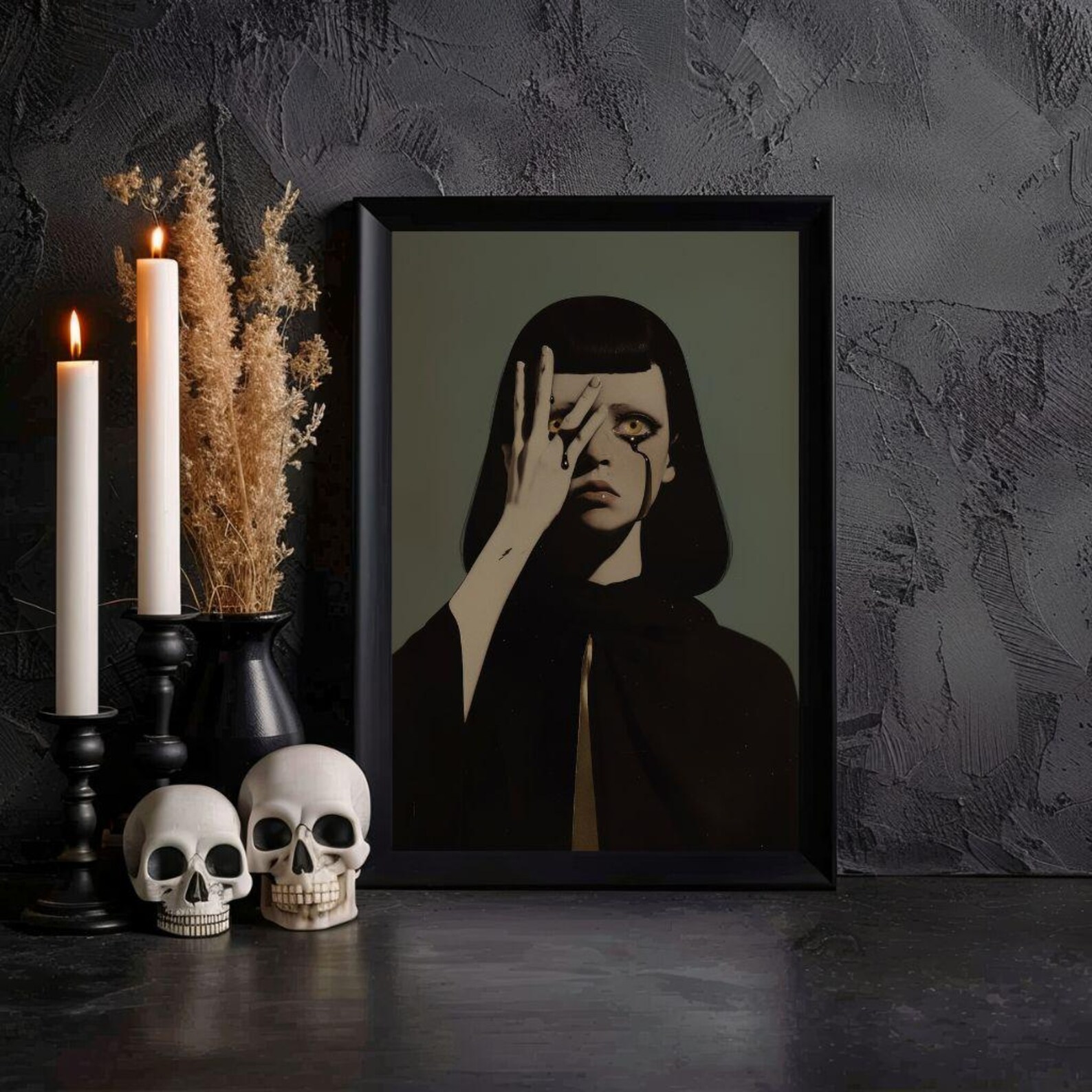 Gothic Girl Retro Horror Poster Gothic, Vintage Wall Art, Spooky Wall ...
