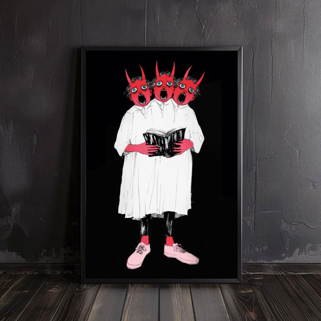Devil Twins Satan Poster, Satanic Art Print, Horror Poster, Occult Wall ...