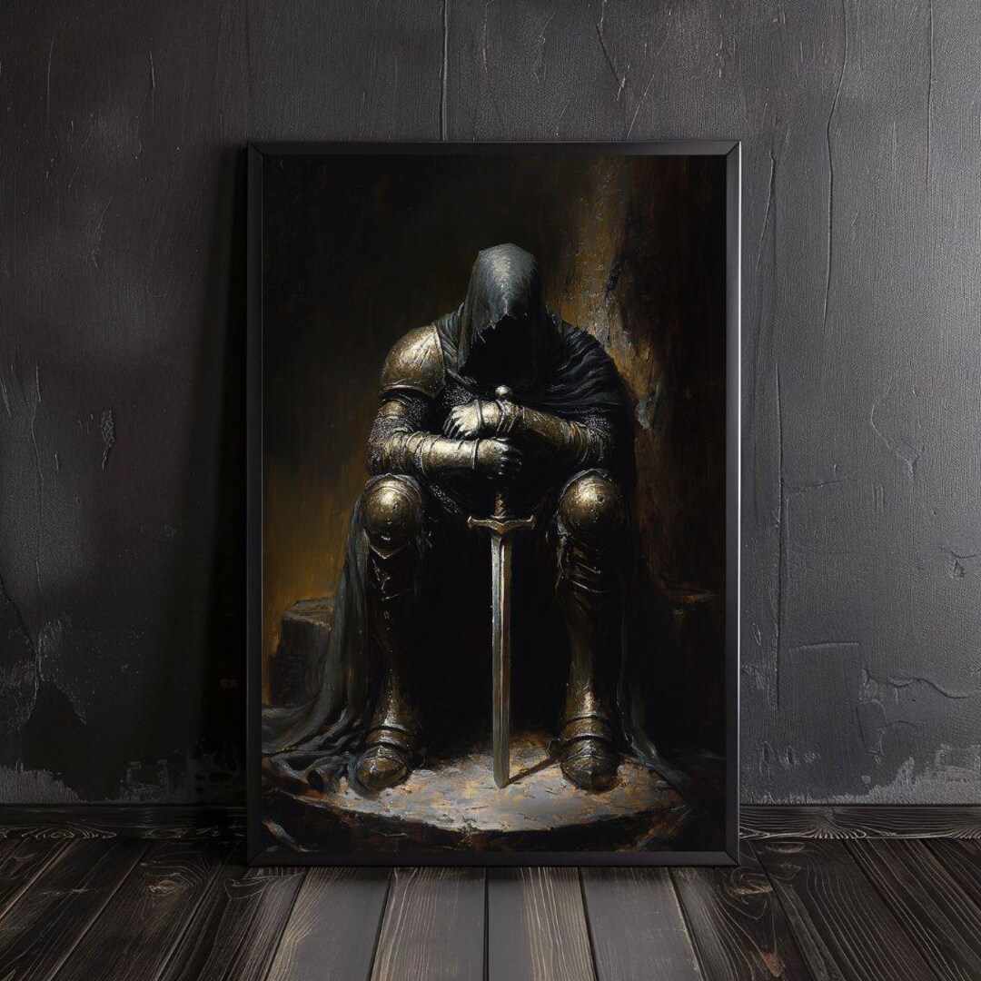 Medieval Knight Print | Gothic Home Decor, Dark Fantasy Art, Game Room ...