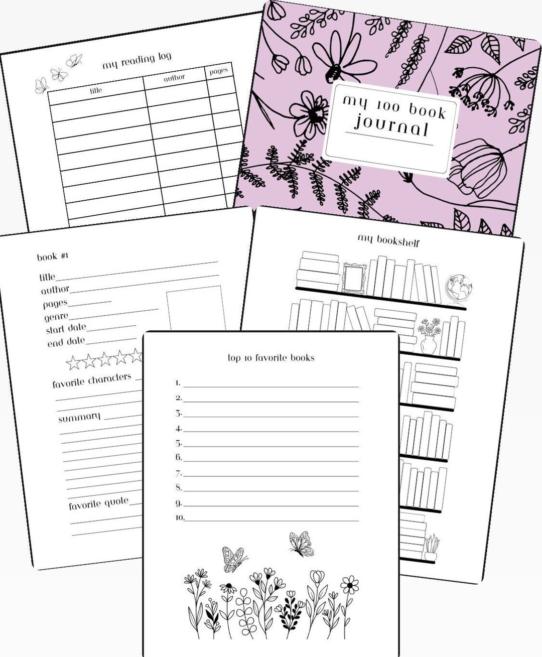 100 Book Journal Printable - Etsy