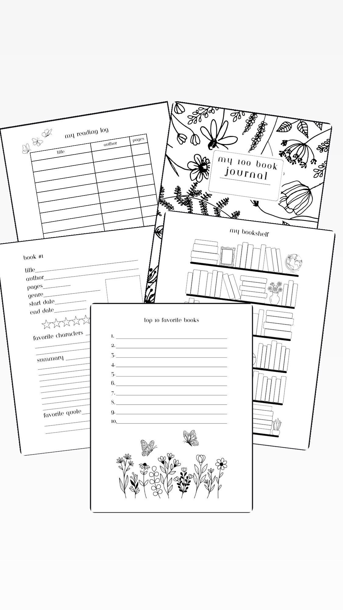 100 Book Journal Printable - Etsy