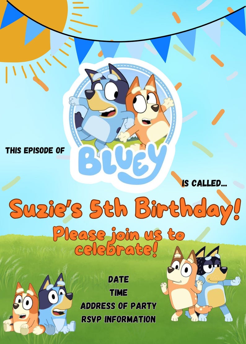 Bluey Birthday Party Invitations - Etsy