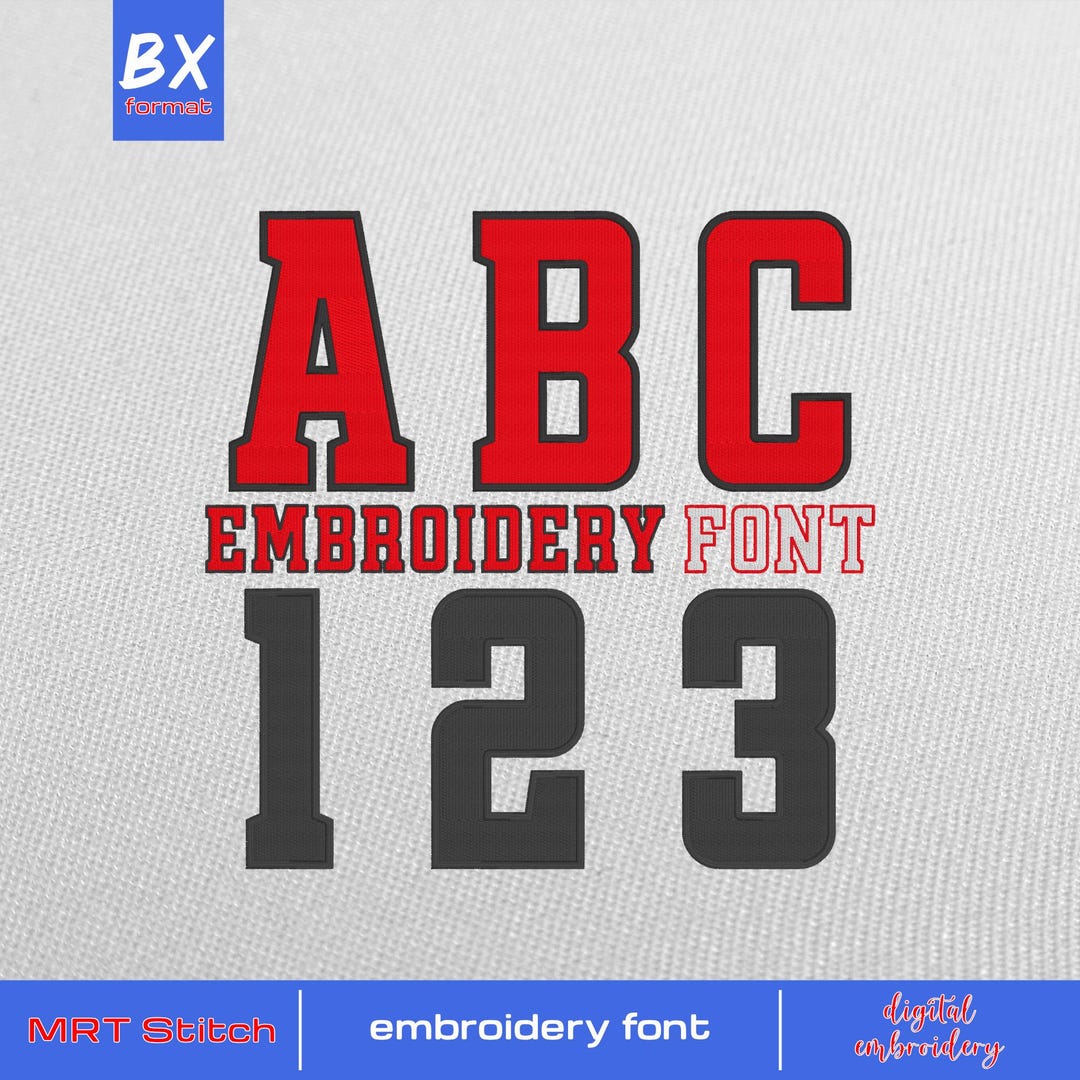 2 Color Varsity Font Embroidery Bx, College University Font, Varsity ...