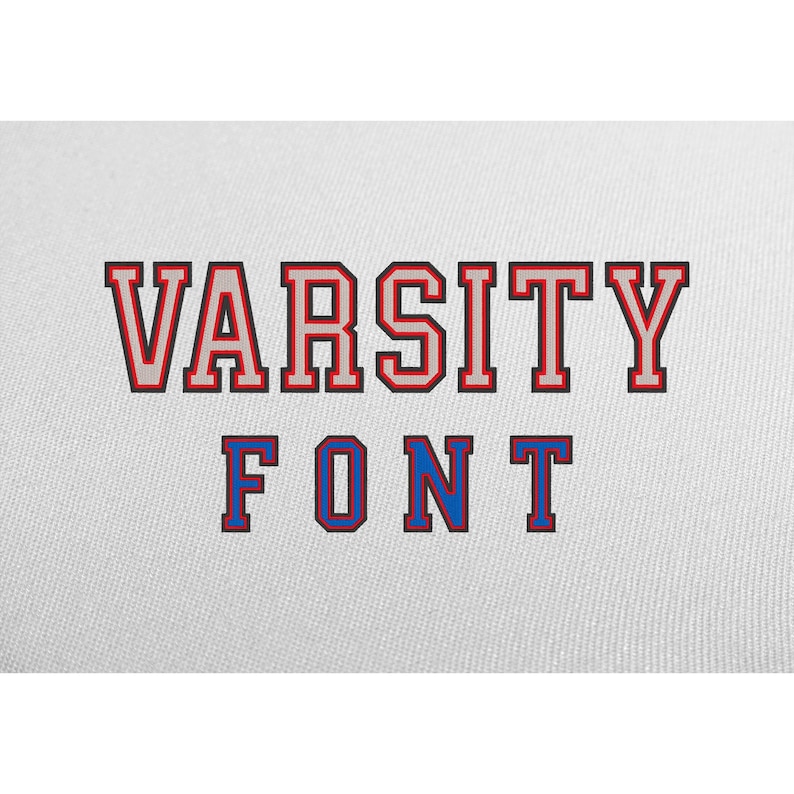 Varsity 3 Color Digital Embroidery Font Alphabet | 7 Sizes Instant ...