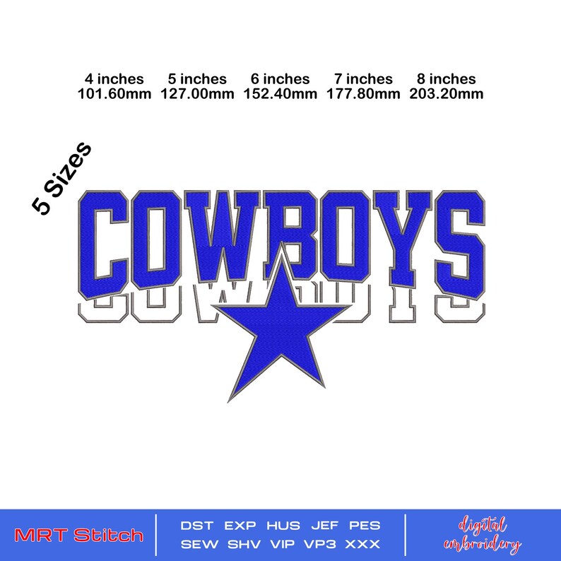 Cowboy Embroidery Design: Machine Embroidery File (digital Download ...