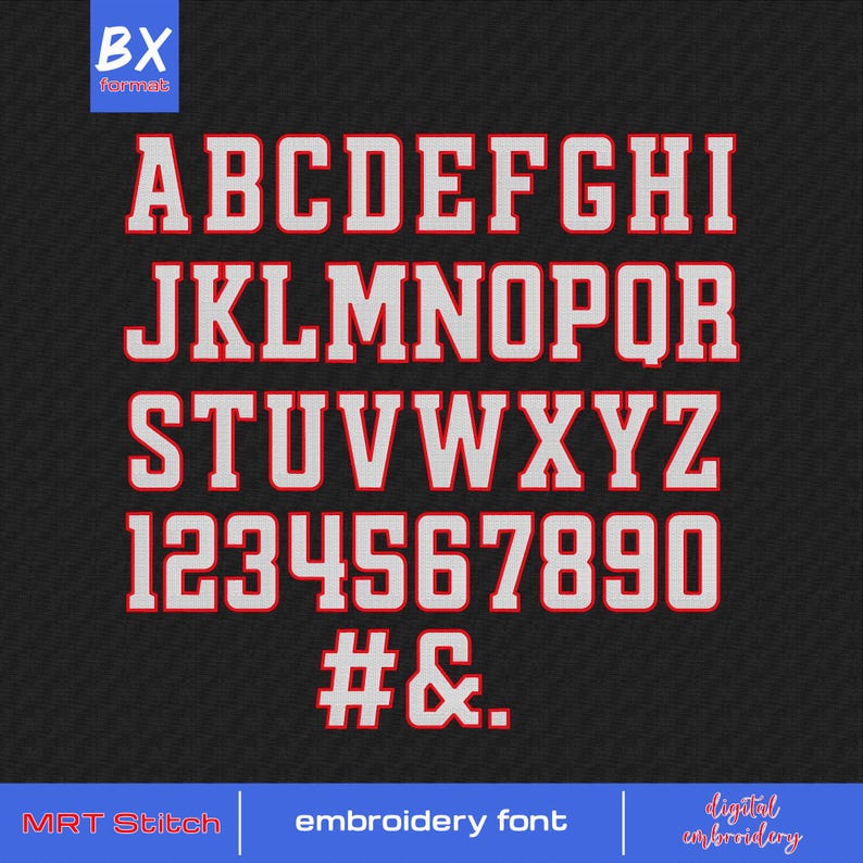 2 Color Varsity Font Embroidery Bx, College University Font, Varsity ...
