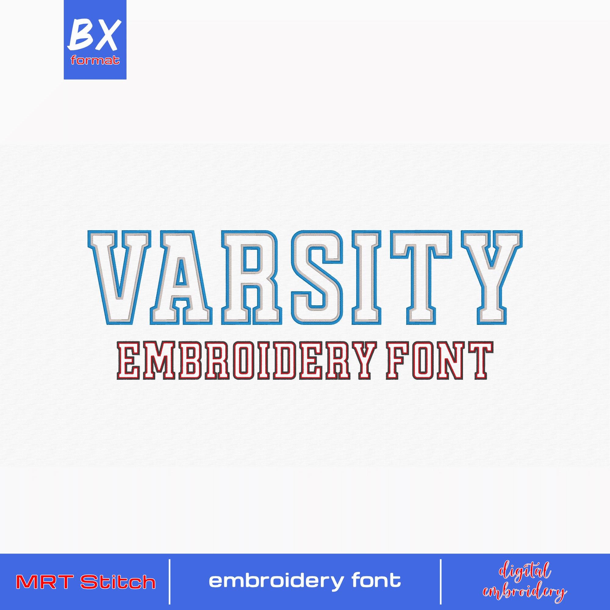 2 Color Varsity Team Embroidery Font Bx | Sport Font Embroidery Bx | 7 ...