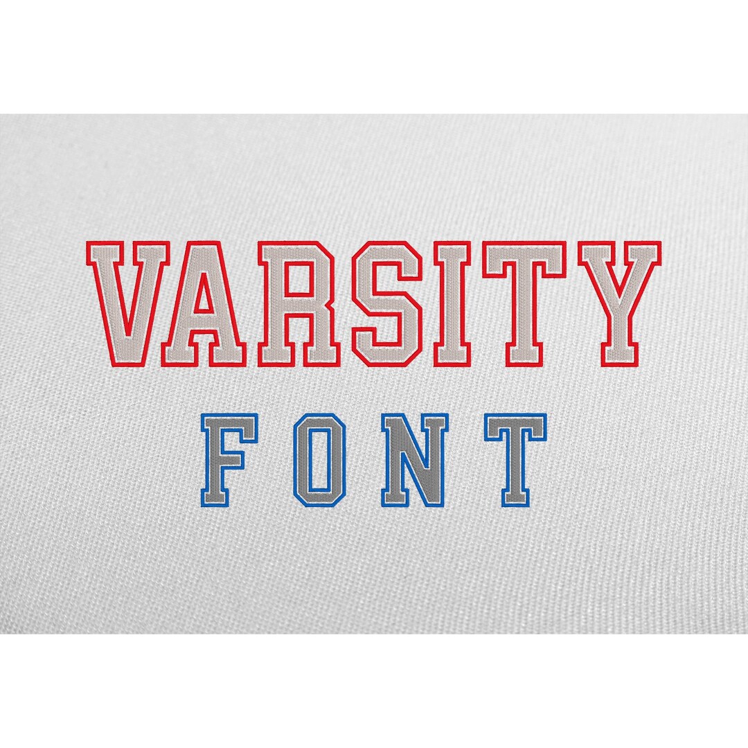 Varsity Embroidery Font Bx, College University Bx Font, 2 Color Varsity ...