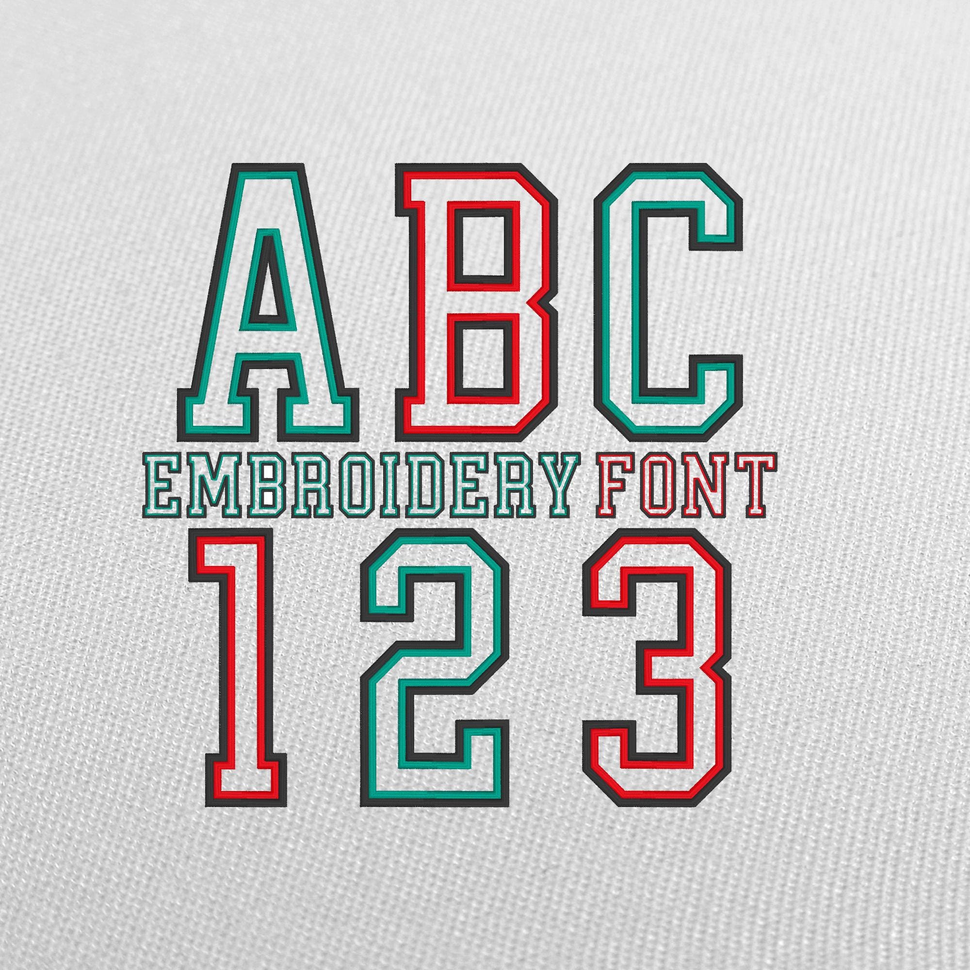 Varsity Sport Machine Embroidery Font Alphabet | 2 Color Font Bx | 7 ...