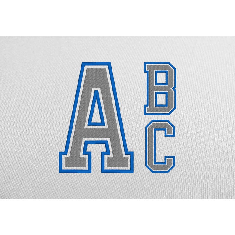 Varsity Embroidery Font Bx, College University Bx Font, 2 Color Varsity ...