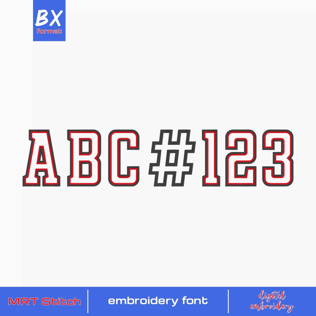 2 Color Varsity Team Embroidery Font Bx | Sport Font Embroidery Bx | 7 ...
