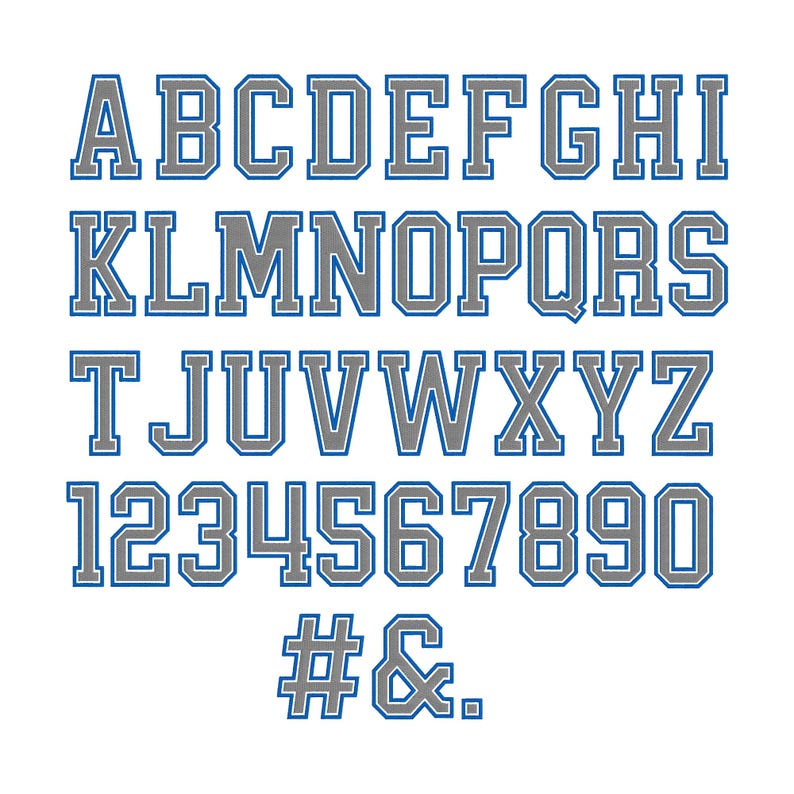 Varsity Embroidery Font Bx, College University Bx Font, 2 Color Varsity ...