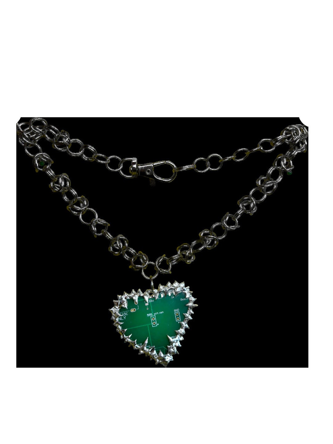 Chainmail Spikey Circuit Board Necklace, Motherboard Jewelry, Handmade ...