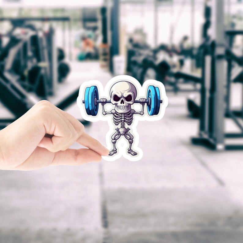 Deadlift Skeleton Sticker, Fitness Sticker, Weightlifting Sticker ...