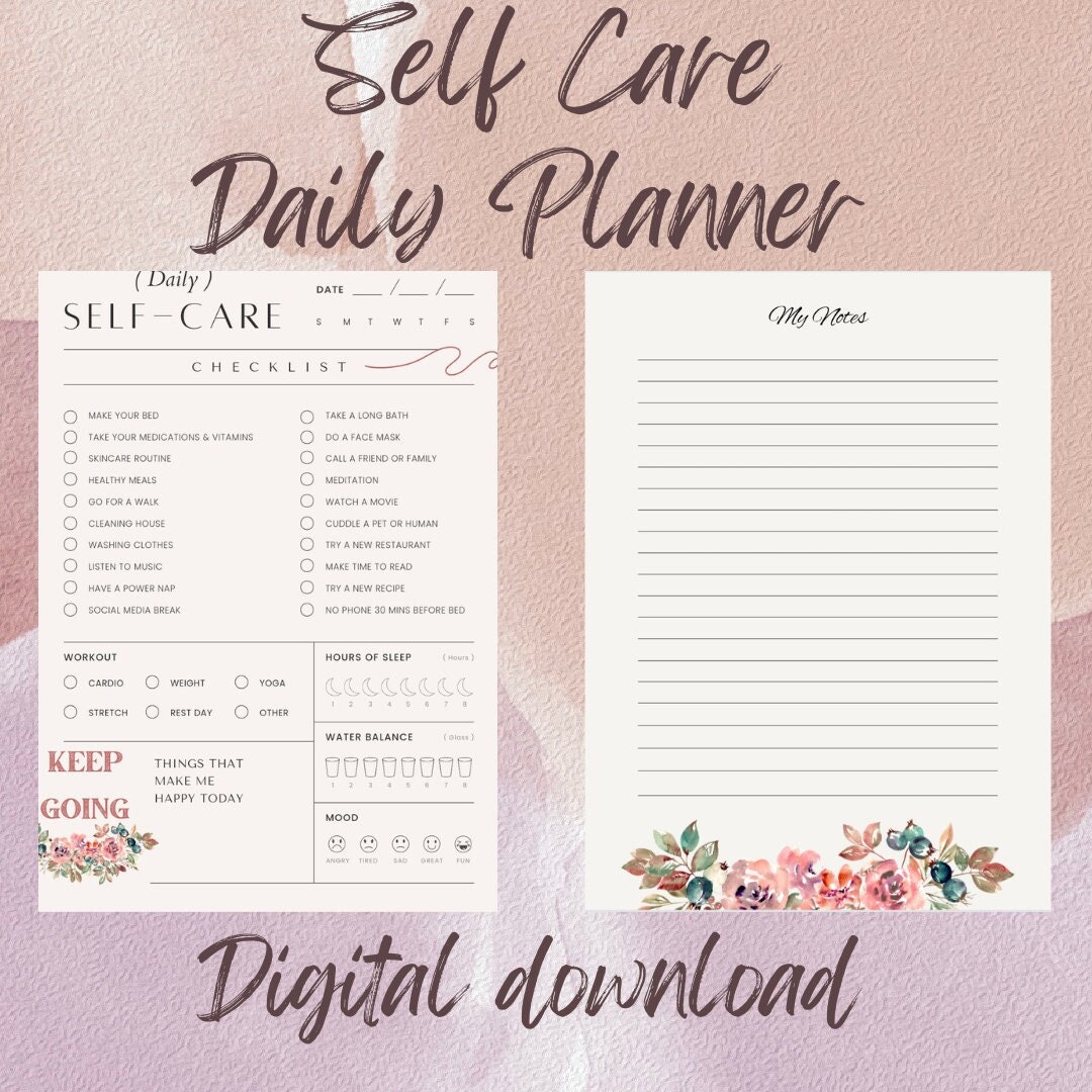 Self Care Daily Planner, Instant Download, Self Care Journal, Daily ...