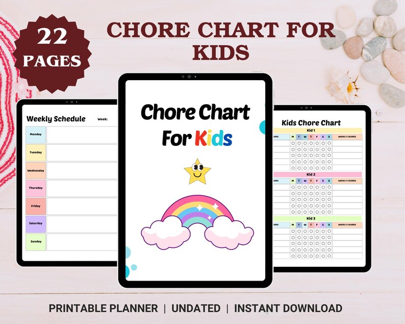Chore Chart for Kids Printable Kids Daily Weekly Responsibility Chart ...