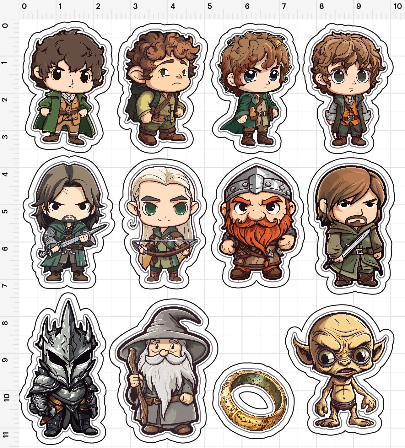 Lord of the Rings LOTR Chibi Stickers - Etsy