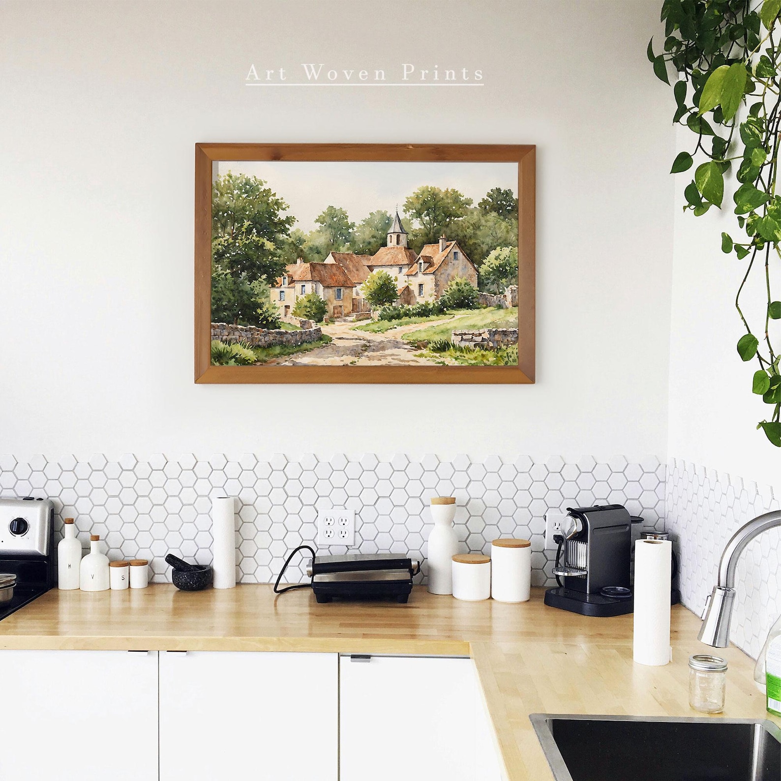 Charming French Village, Digital Download - Watercolor Landscape Art ...