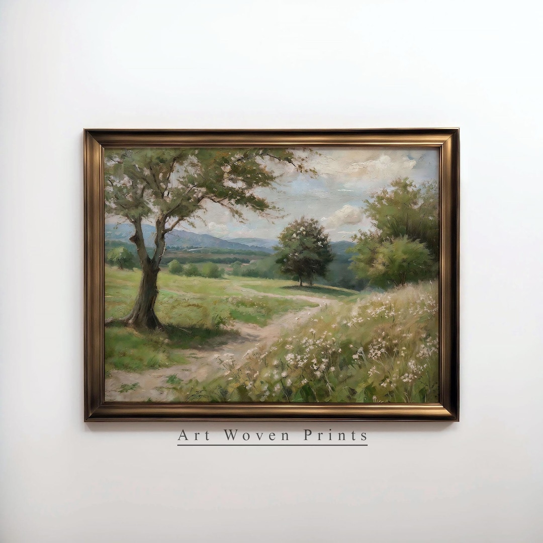 Spring Meadow Pathway - Pastoral Landscape Wall Art Print - Serene ...