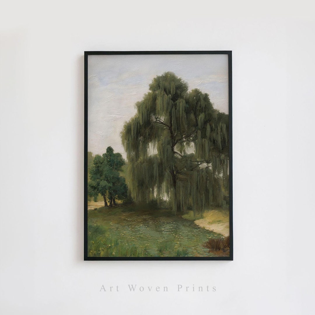 Willow Tree by the Pond Art Print - Digital Download, Nature Wall Décor ...