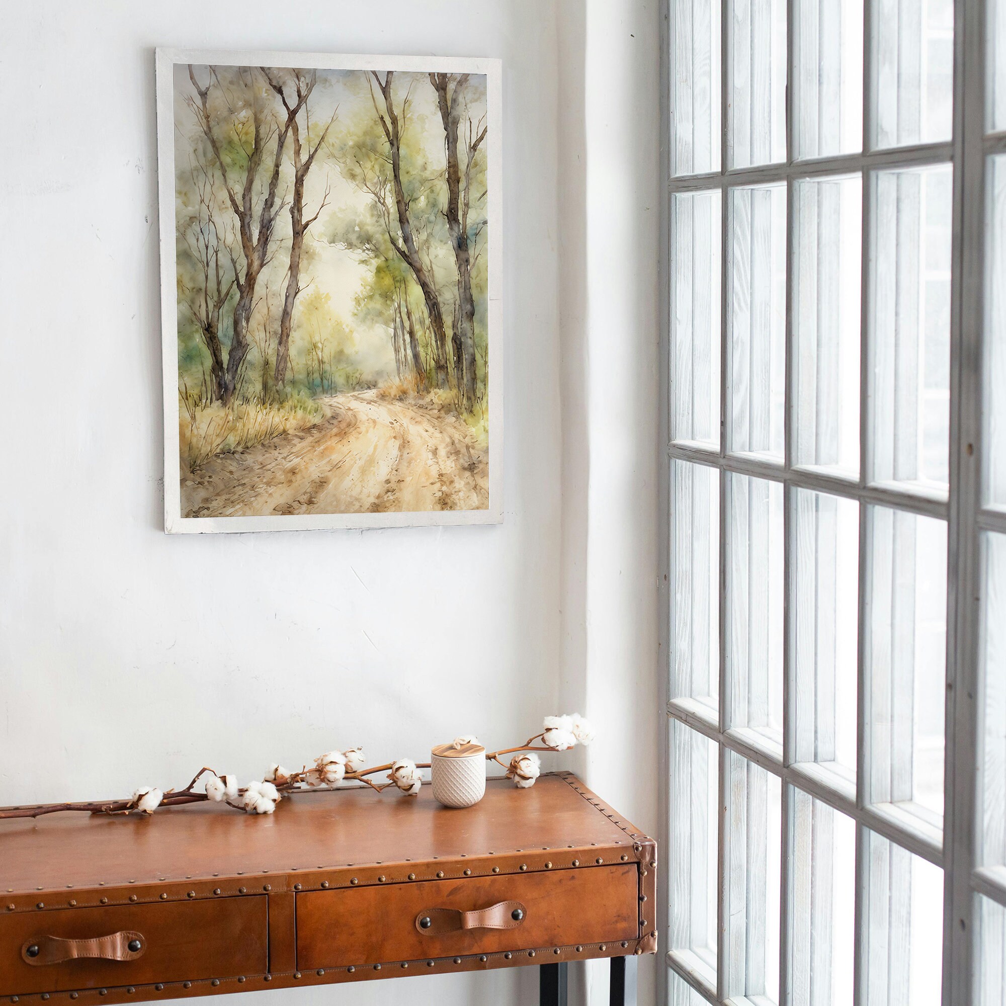 Watercolor Forest Pathway Nature Scenery Digital Art Tranquil Landscape ...