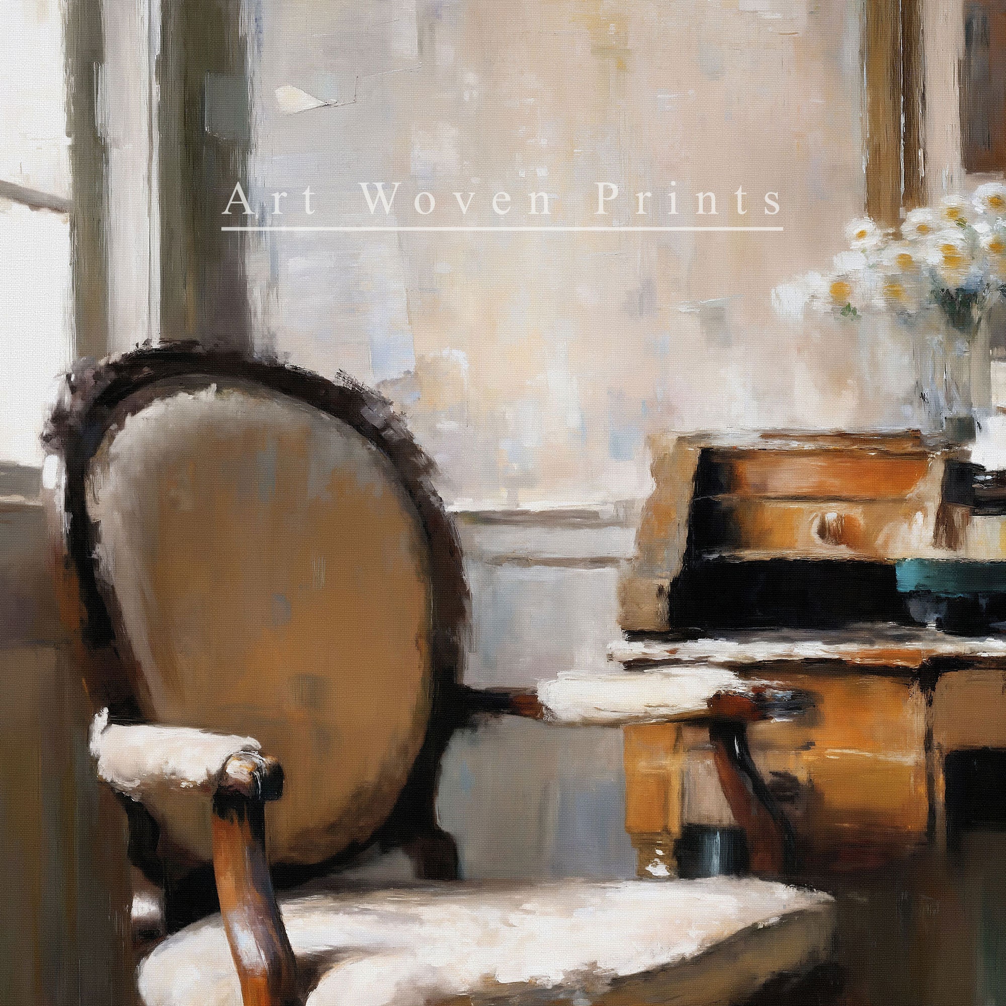 Vintage Writing Desk Scene - Classic Interior Oil Painting Style ...