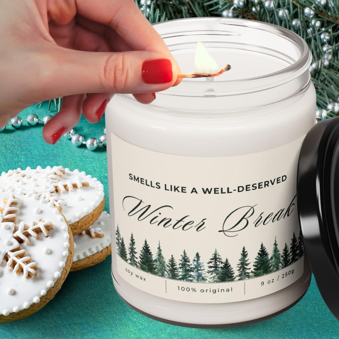 Smells Like Winter Break Candle- Funny Teacher Gift, Holiday Candle for ...