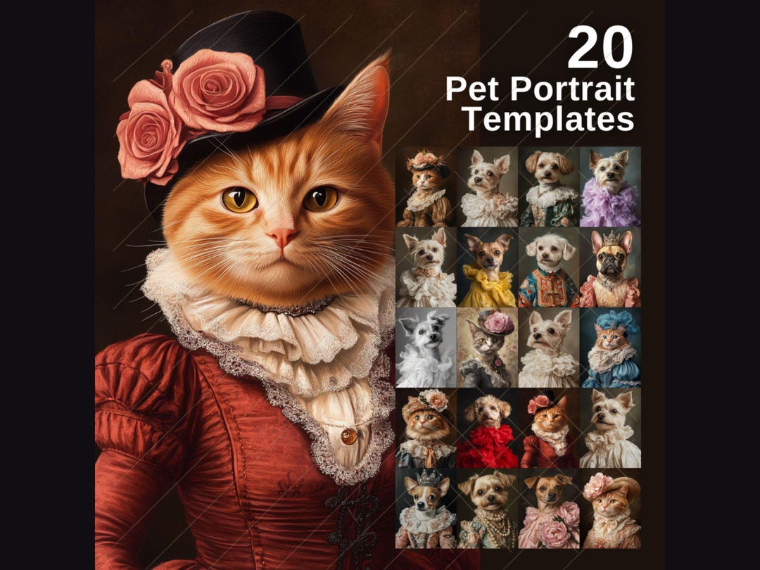 Pet Portrait Templates, Royal Pet Portrait, Templates, Renaissance Pet ...