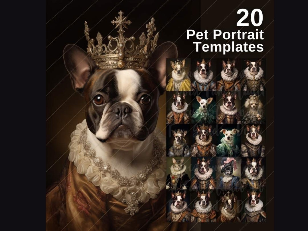 Pet Portrait Templates, Royal Pet Portrait, Templates, Renaissance Pet ...
