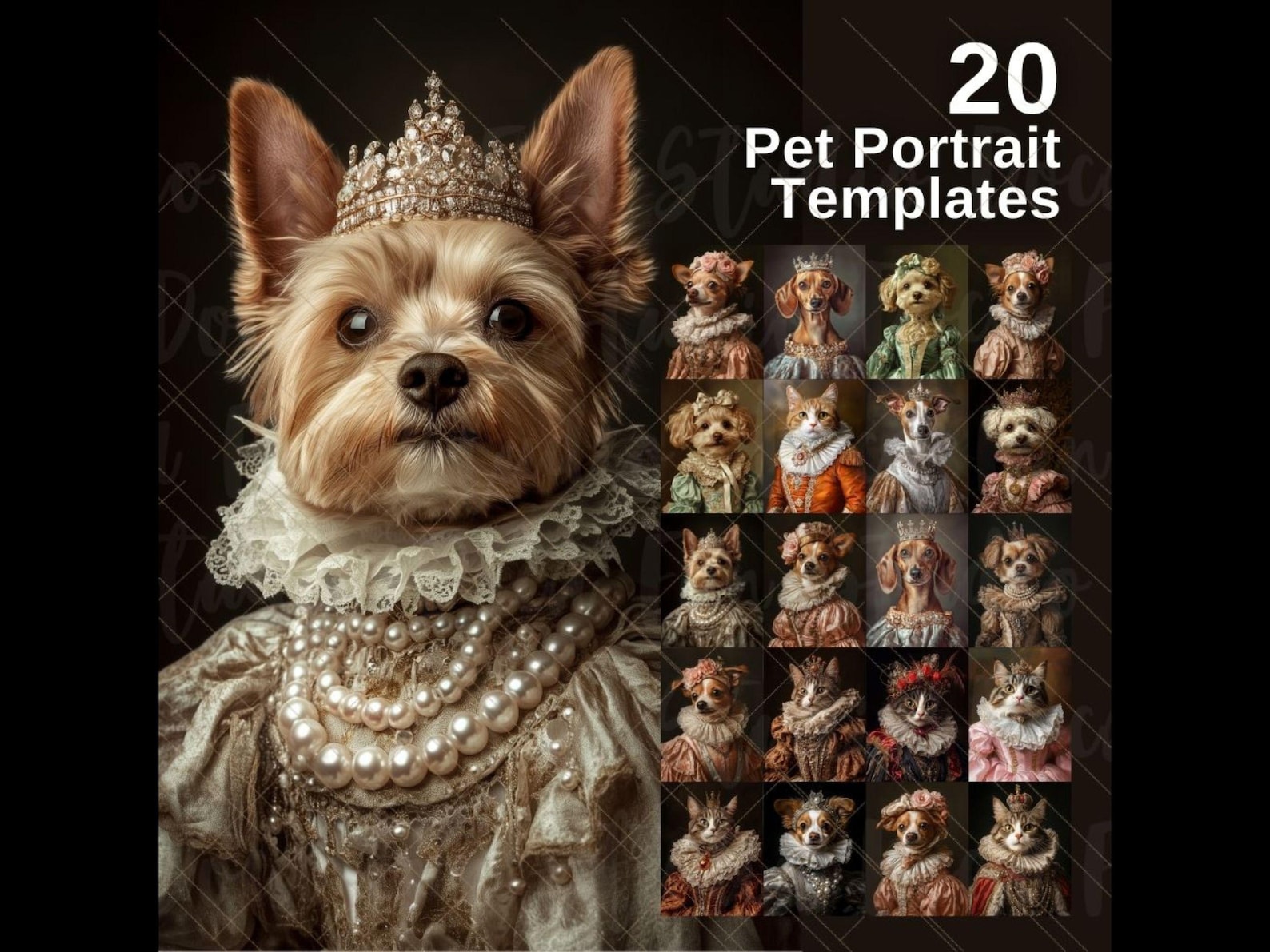 Pet Portrait Templates, Royal Pet Portrait, Templates, Renaissance Pet ...