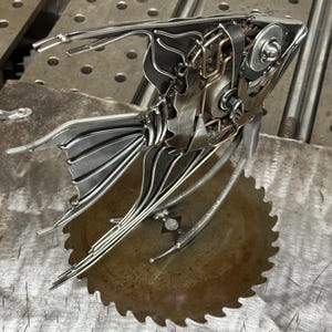 Scrap Metal Angelfish Sculpture - Etsy