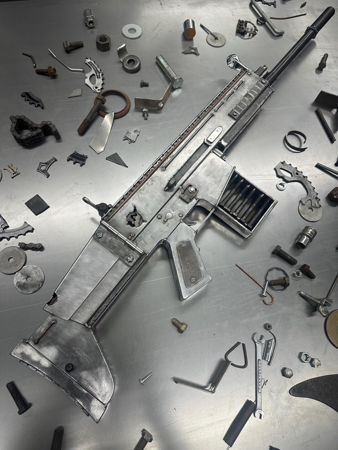 Scrap Metal SCAR 17s Replica Gun Sculpture NON FUNCTIONAL Welding Art ...